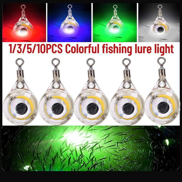 1/3/5/10PCS Mini Fishing Lure Light LED Deep Drop Underwater Eye Shape ...