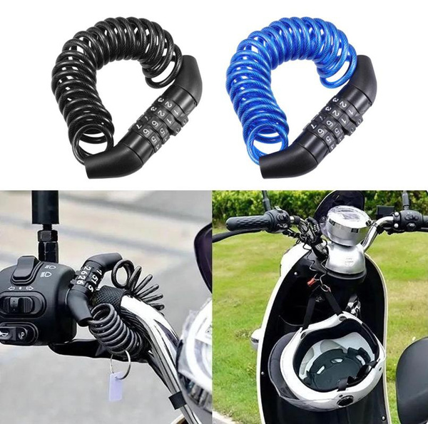 Motorcycle Helmet Lock with Password Bicycle Helmet Lock Portable Wire ...