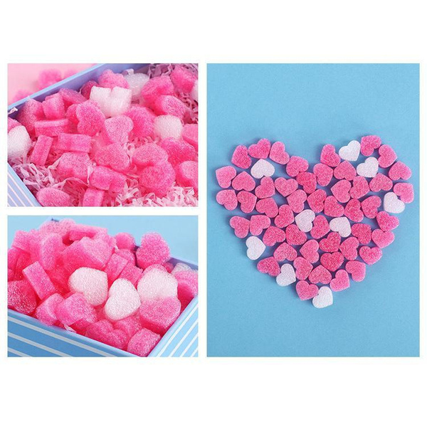 50pcs/bag Pink Mini Heart Love Beads Foam Strip Slime Gift Box Fluffy ...