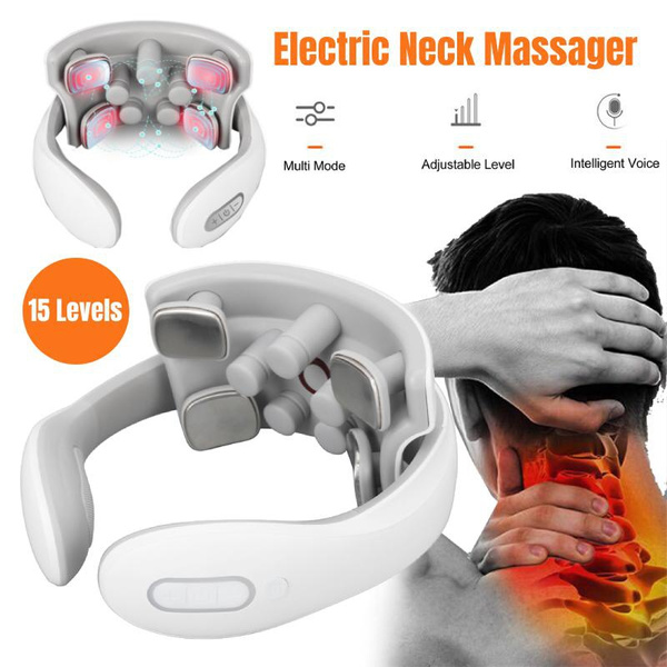 15 Levels Electric Pulse Back And Neck Massager With Heat Cervical ...