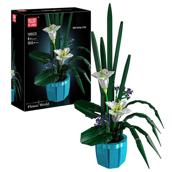 MOULD KING Lily Bonsai Building Blocks Flower DIY Green Plant Bouquet ...