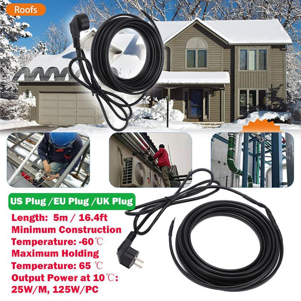 Pipe Heat Cable, 16.4ft Heat Cable Pipes, Easy Heat Roof De-icing Cable ...