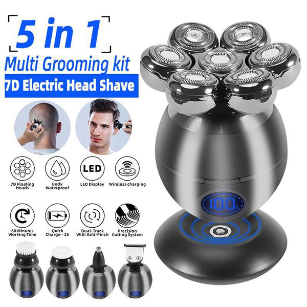 5 in 1 Electric Head Shaver for Bald Men 7D Floating Cutter Beard ...