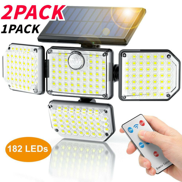 2/1PACK 182 LED Solar Lights Outdoor Security Lamp with Ajustable ...