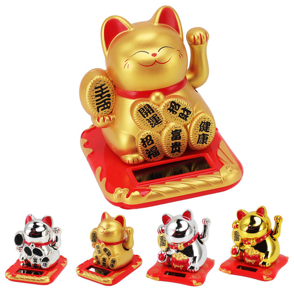Feng Shui Solar Powered Cute Waving Cat Good Luck Wealth Welcoming Cats ...