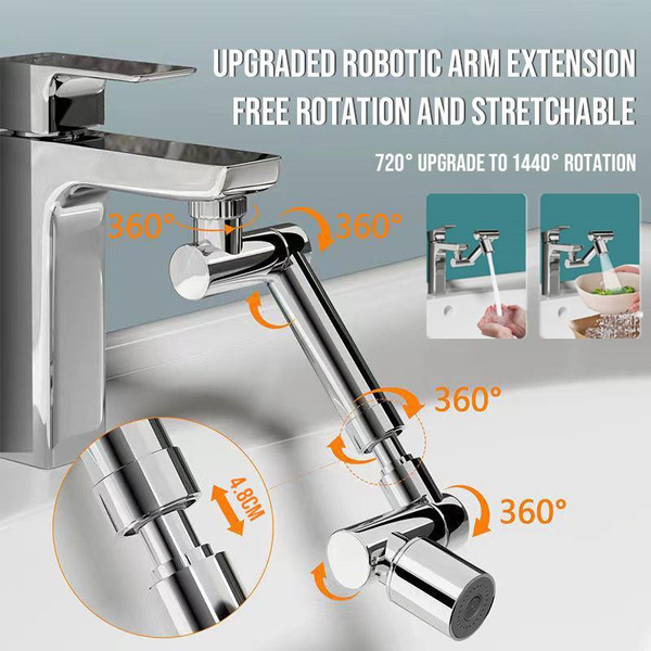 1440° Rotation Telescopic Faucet Extender Splash Proof Aerator ...