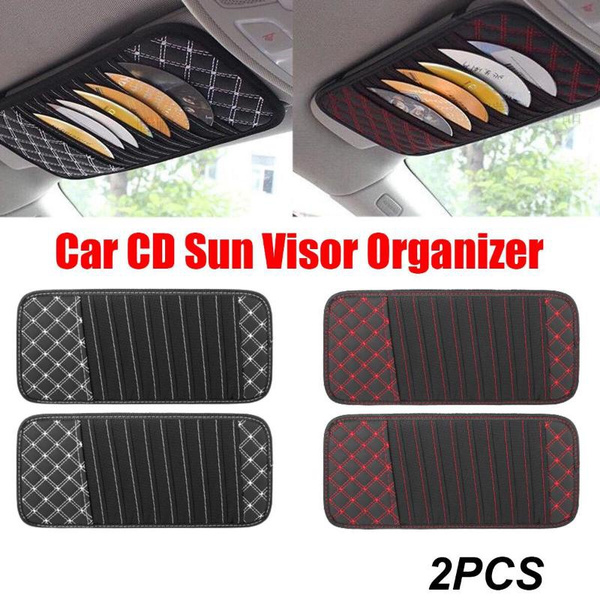 Car CD Holder Bag Disc Storage Case Organizer Sun Visor Wallet Clips | Wish