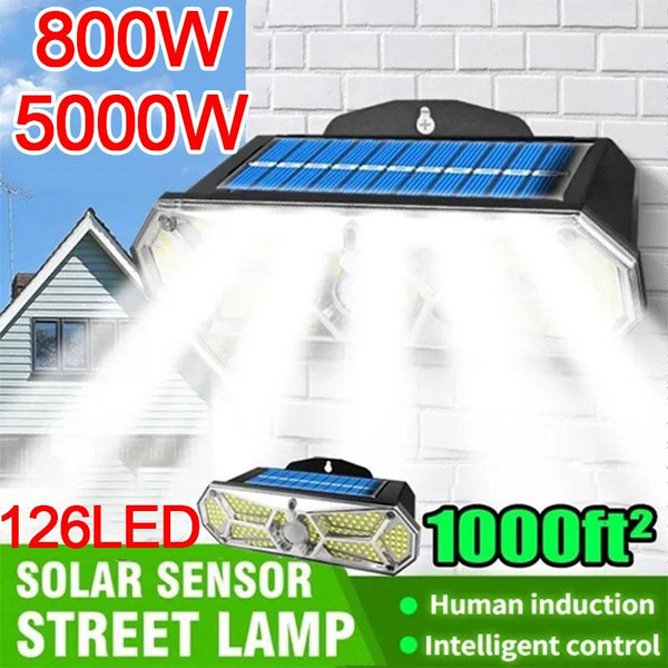 Super Bright 800W/5000W Solar Lights Outdoor Motion Sensor 126LED IP65 ...