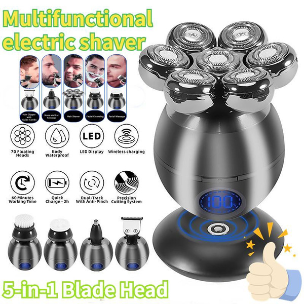 Electric Head Shaver for Bald Men 7D Floating Cutter Beard Trimmer IP68 ...
