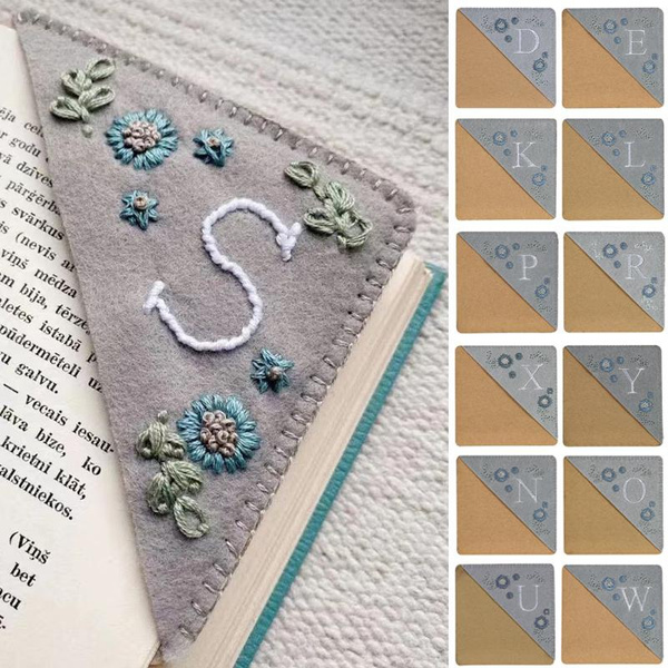 Personalized Hand Embroidered Corner Bookmark Hand Sewn Felt Corner ...