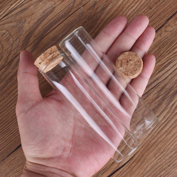 5 pieces 60ml Glass Test Tubes with Cork Stopper Transparent Test Tubes ...