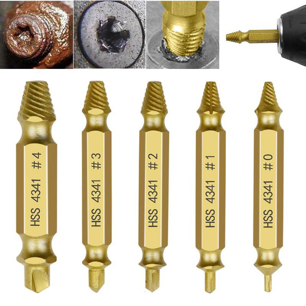 5pcs New Useful HSS Damaged Screw Extractor Drill Bit Broken Bolt Stud ...