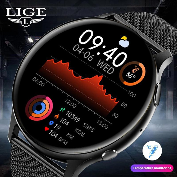 Smart Watch Body Temperature 360 HD Display Bluetooth Call Voice ...