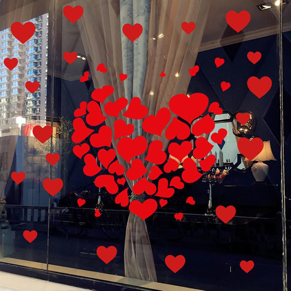 Hearts Wall Stickers Set Valentines Day Home Window Stickers Vinyl Art ...