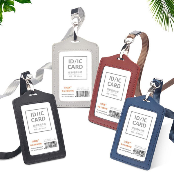 Leather Badge Holder and Adjustable Retractable Lanyards, for Offices ...