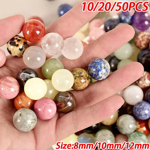 10/20/50 Piece Assorted Crystal Healing Gemstone Spheres 8mm/10mm/12mm ...