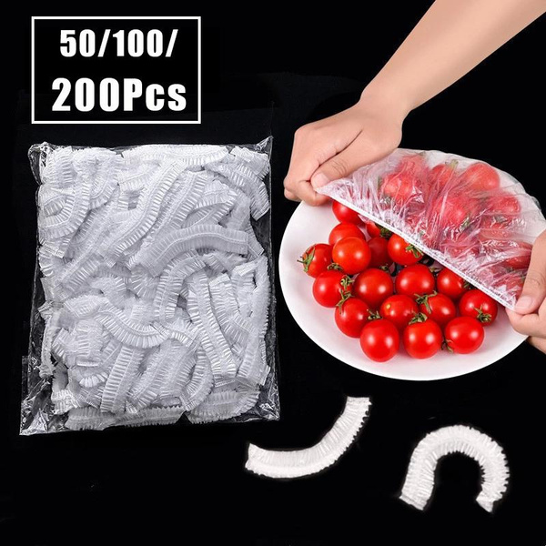 200/100/50pcs Disposable Food Cover Elastic Plastic Covers for Dishe ...