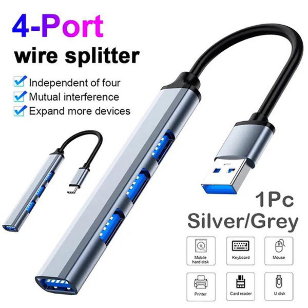 1Pc 4-port USB/Type C HubUSB 3.0 Multi-port OTG Adapter Laptop Docking ...