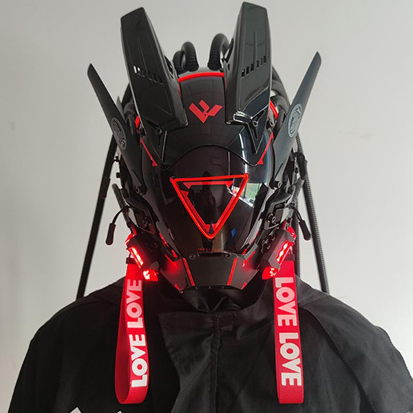 New Personalized Cyberpunk Mask Triangular Light Shape Light Weaving ...