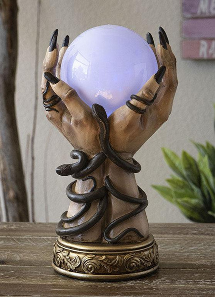 Psychic Fortune Teller Witch Hands With Snakes Rotating LED Glass ...
