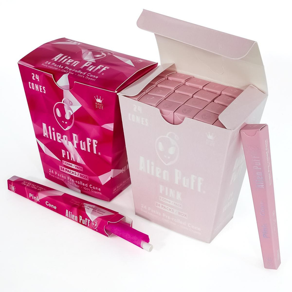 King Size Alien Puff Pink / Hot Pink Pre-Rolled Cones Cigarette Paper ...