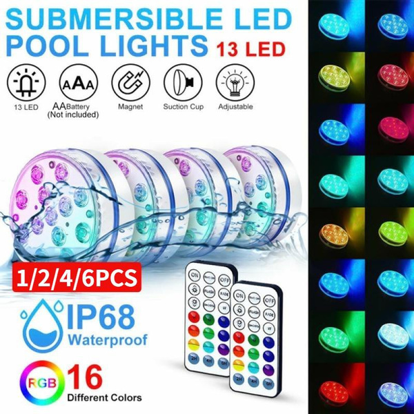 1/2/4/6PCS Waterproof Pool Lights Underwater Lights Decoration Luces ...