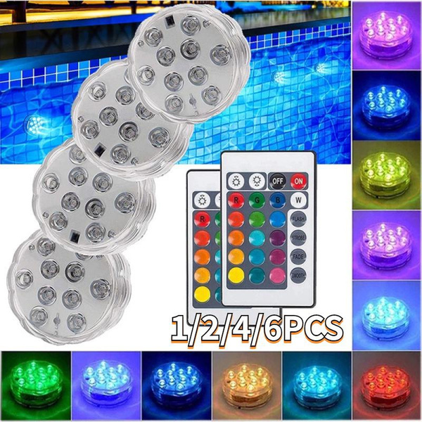 1/2/4/6PCS 16 Colors Submersible LED Light for Swimming Pool Spa Party ...
