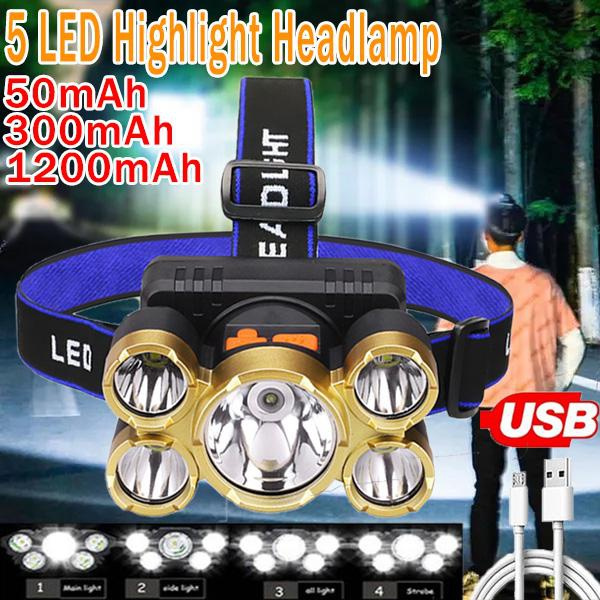 1PC 5 Lamps LED Rechargeable Headlamp Outdoor Waterproof Headlamp ...