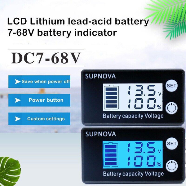 LCD Digital 12V Battery Capacity Status Display Indicator Monitor Meter ...