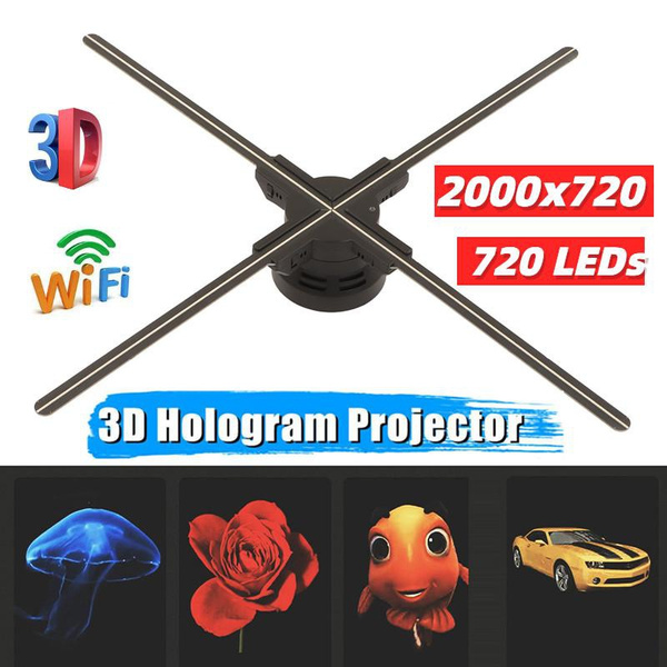3D Holographic Advertising Machine 2000x720 720 LEDs 4 Leaves Plug And ...