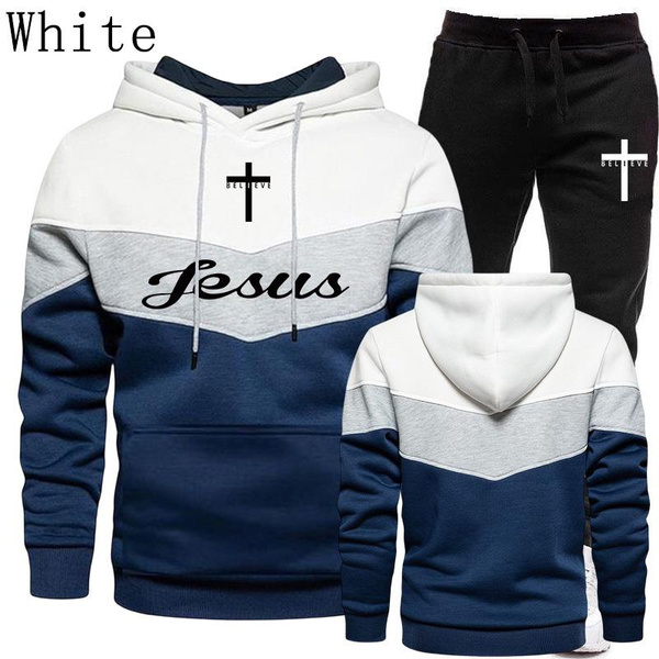 2023 New Arrival Jesus Printed Tracksuit Hoodies and Sweatpants High ...