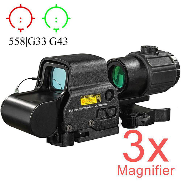Tactical 558+G43 Red Dot Optics 3X Magnifier Holographic Collimator ...