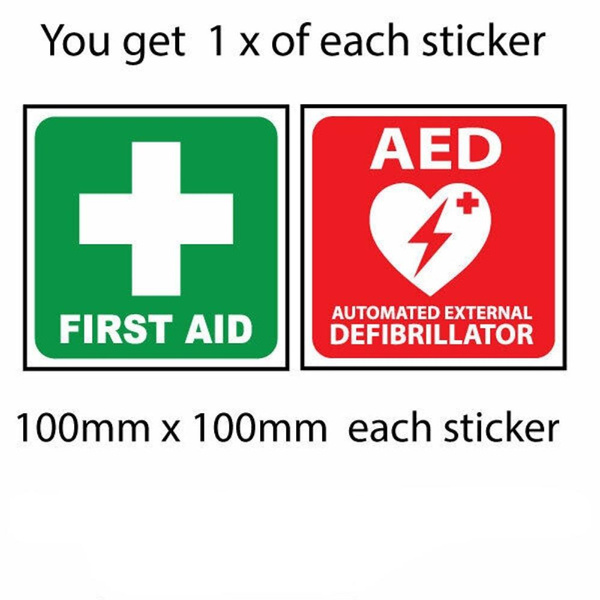 First Aid Sticker AED Automated External Defibrillator Sticker Warning ...
