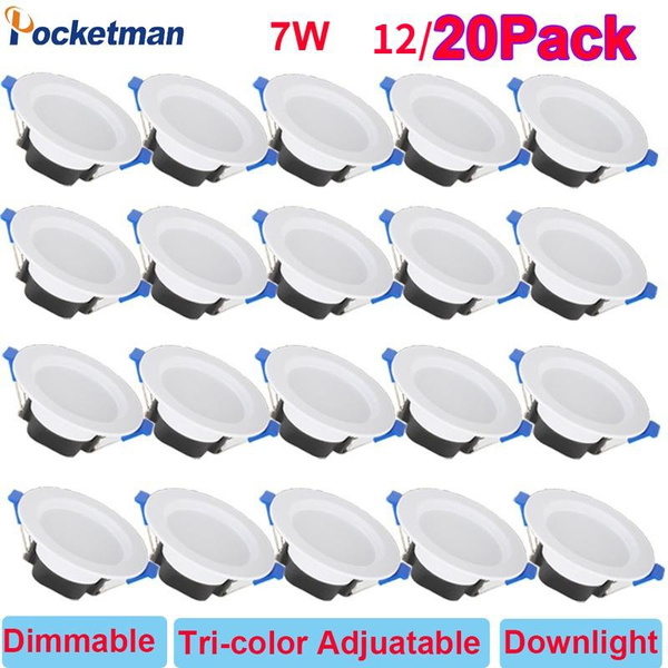 Pack of 20, Pack of 12, 7W Dimmable Three Colors 3-Color Adjustment LED ...