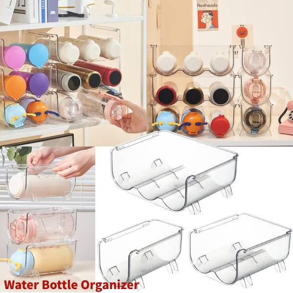 Water Bottle Organizer Transparent Stackable Space Saving Water Bottle ...