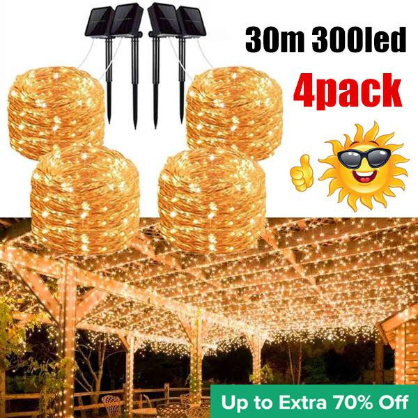 10/20/50/100/200/300LEDs LED Outdoor Solar Lamp String Lights 1/2/5/10 ...
