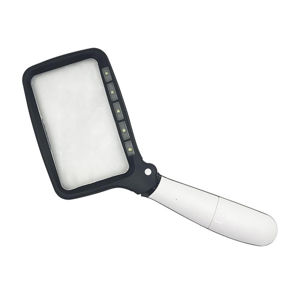 Magnifying Glass with Light, Folding Handle, 5 Bright LED Magnifier, 2X ...