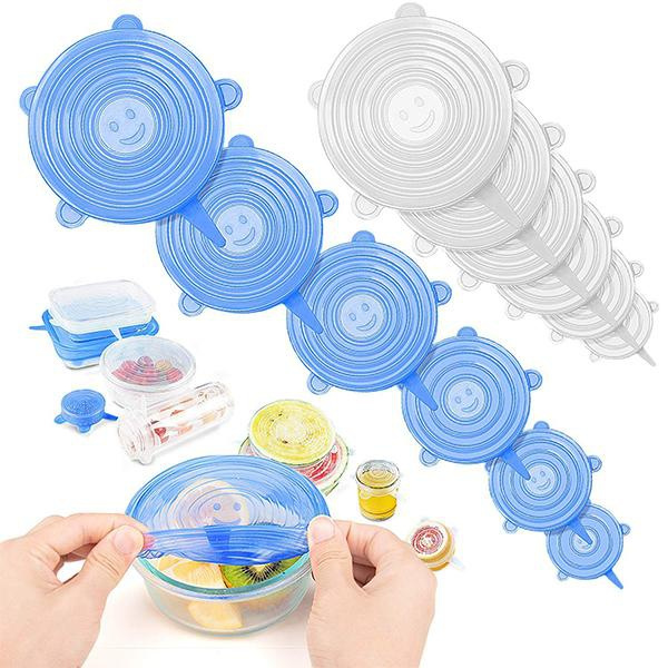 2/3/6pcs Reusable Silicone Wraps Seal Bowl Covers Food Saving Storage ...