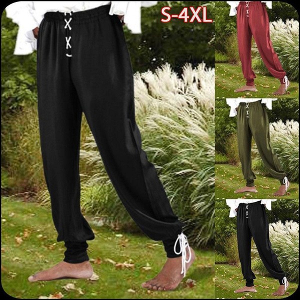 Men's Retro Laced Up Medieval Pant Pirate Renaissance Pants Male ...