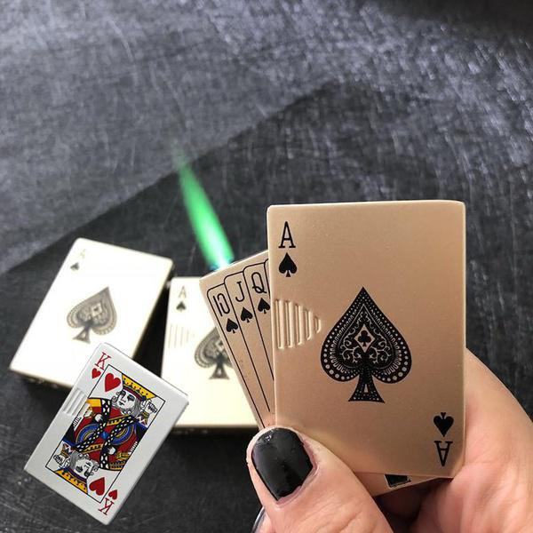Mini Creative Lighter Butane Gas Lighters Poker Card Shape Novelty ...