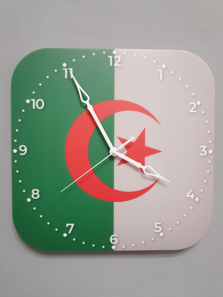 Algerian flag clock for wall decor, Algeria themed gift | Wish