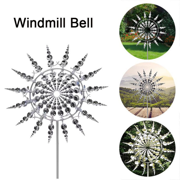 3D Metal Rotating Windmill Wind Powered Kinetic Sculpture Lawn Windmill ...