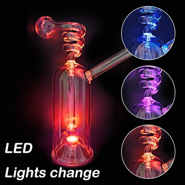 NEW LED Glowing Color Change Glassware Water Glass Bubbler Bottle Glass ...