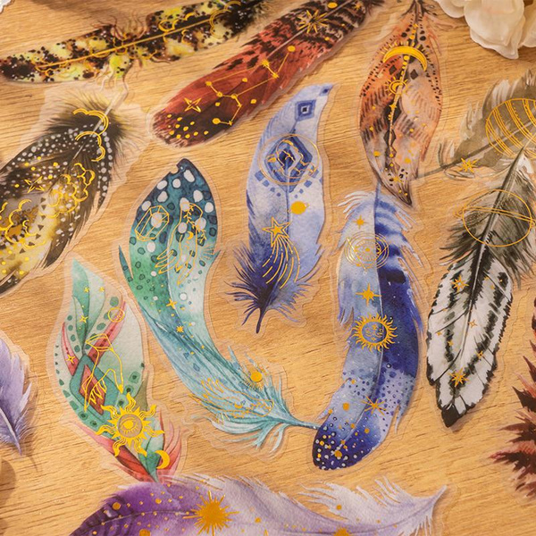 10 pcs/lot Beautiful feather Stickers aesthetic PET Stick Labels ...