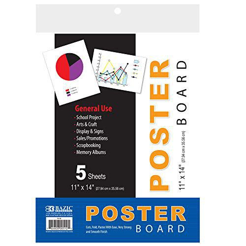 BAZIC Poster Board 11" X 14" White Poster Board Paper for School Craft ...