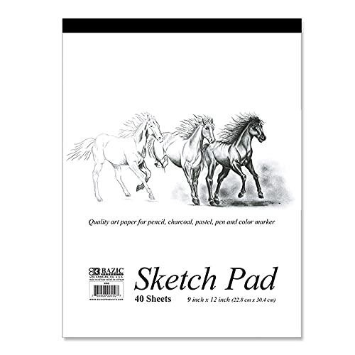BAZIC Sketch Pad 40 Sheet 9" X 12", White Sketchbook Drawing Pads ...