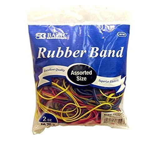 BAZIC Assorted Dimensions 56g/Approx 100 Rubber Bands, Multi Color Size ...