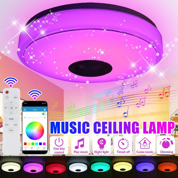 Modern RGB LED Ceiling Lights APP Bluetooth Music Light Living Room ...