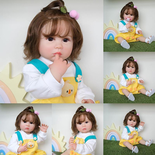 55CM Full Body Soft Silicone Lifelike Real Touch Baby Girl with Little ...