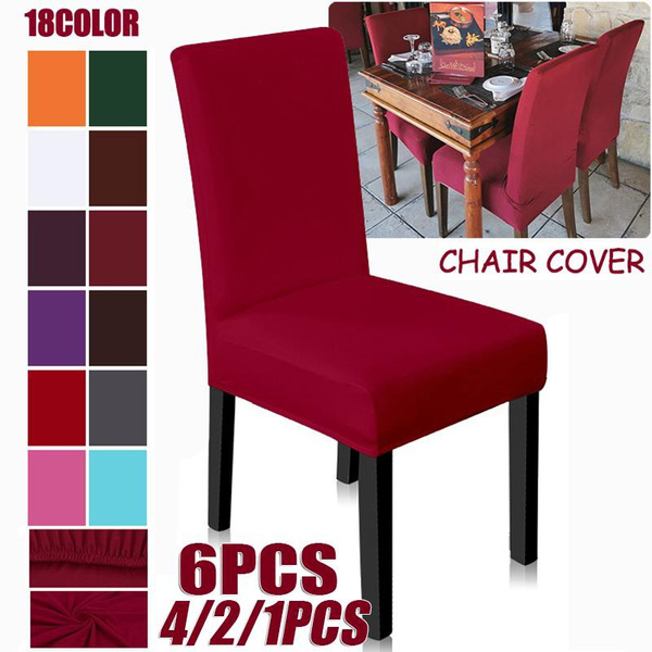 1/2/4/6Pcs Upgrade Solid Color Chair Cover Spandex Stretch Elastic ...